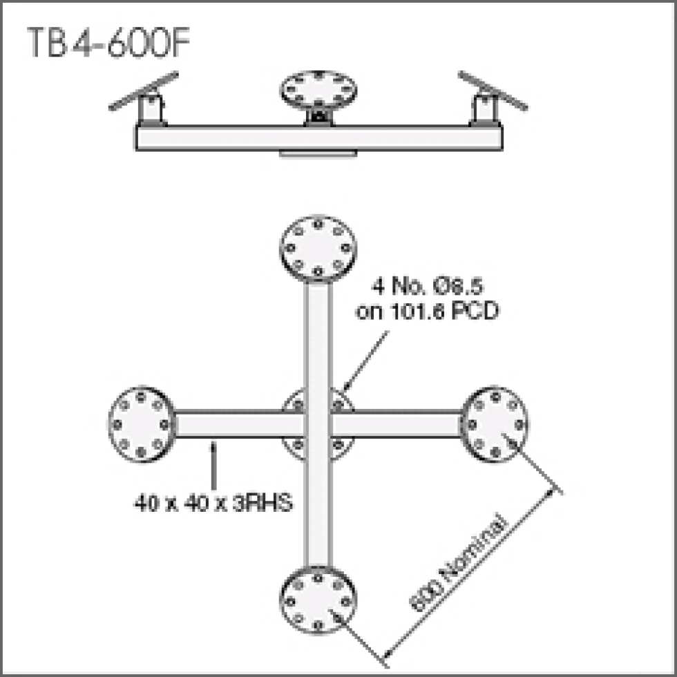 Altron TB4-600F Quad Top-Mount CCTV Bracket, 101.6mm PCD, PTS-1 ...